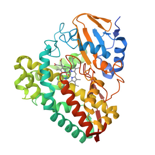 RCSB PDB - 7TZY: The crystal structure of WT CYP199A4 bound to 4-(2 ...