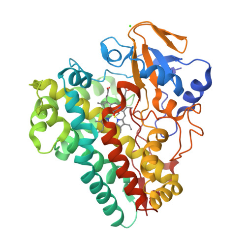 RCSB PDB - 8HO1: Crystal structure of cytochrome P450 NasF5053 mutant F387G