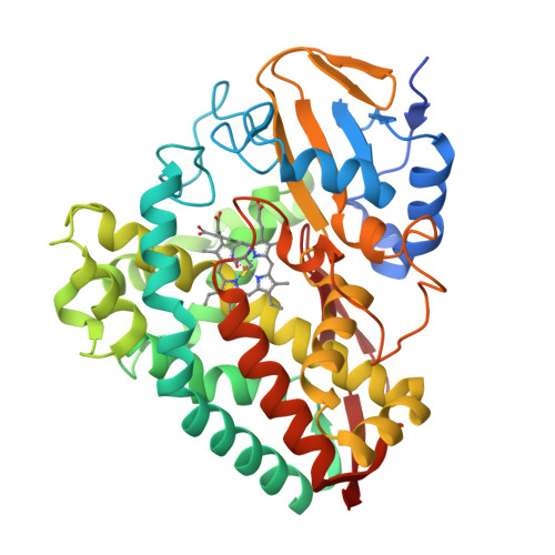 RCSB PDB - 8VFP: The crystal structure of GALQE CYP199A4 bound to 4 ...